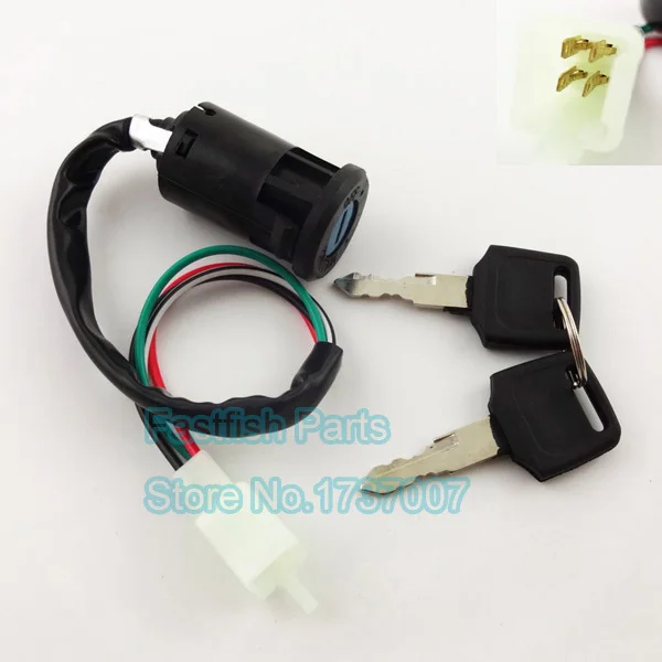 Key Switch 4 Cables Male Plug 4 Wire For 50cc 110cc ATV Quads 4 wheeler ...