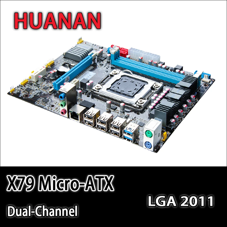 Huanan oro X79 placa base micro-atx X79 LGA 2011 placa madre apoyo REG ECC 2 canales dobles CPU ...