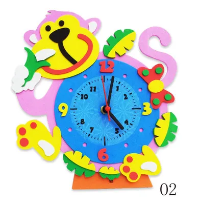 1PCLOT,DIY foam clock craft kits,Art cartoon clock,Kindergarten ...
