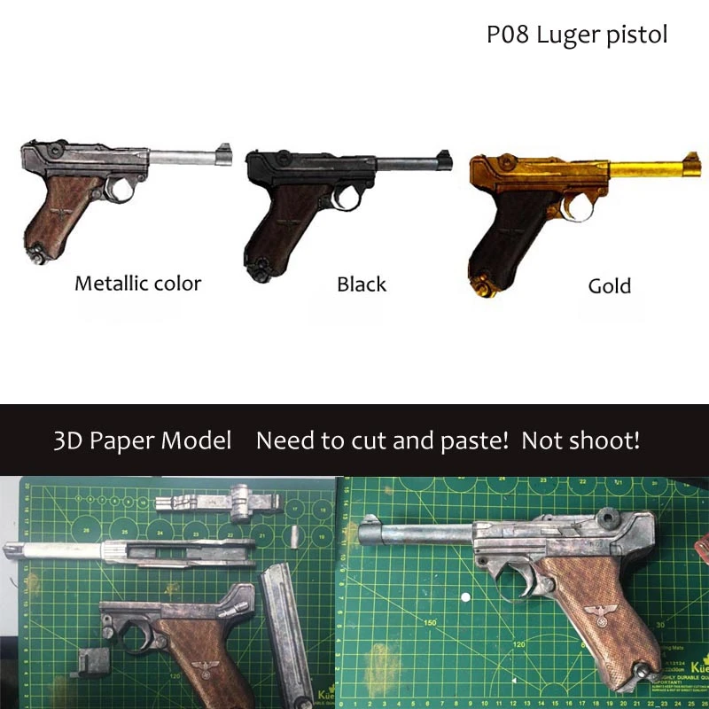 3D Paper Model 1:1 P08 Luger Pistol DIY Gun Models Gun Handmade ...
