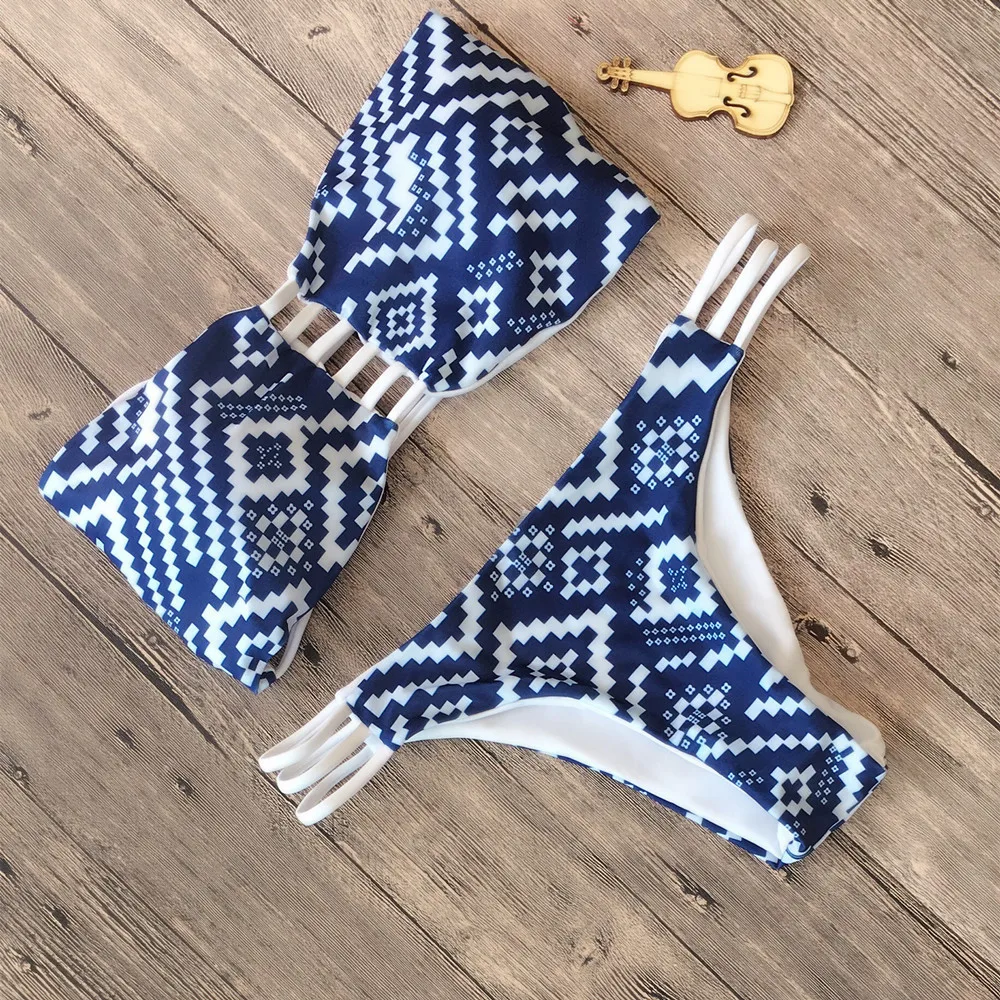 2019 Women Swimwear Bikini Set Beach Bathing Suit Female Checkered