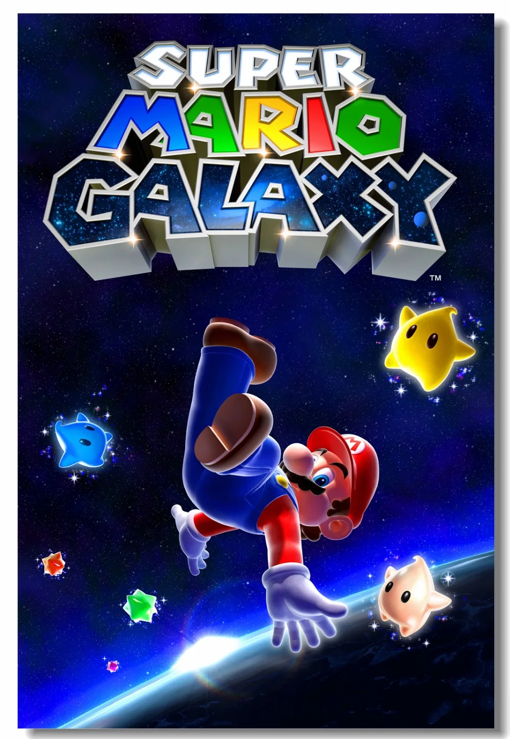 Custom Canvas Wall Decor Super Mario Poster Super Mario Galaxy wii Wall ...