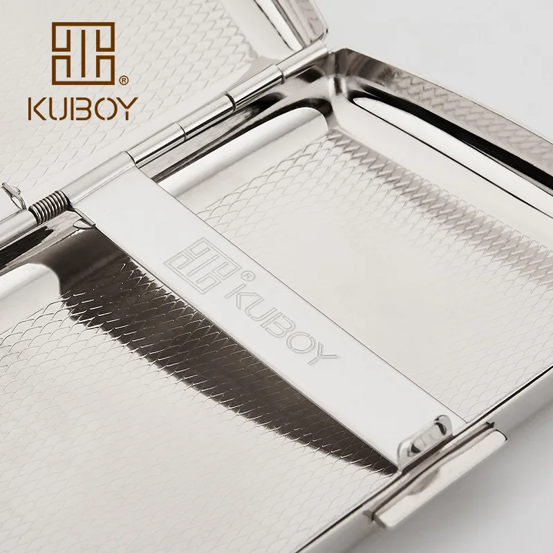 KUBOY Thick Nickel Wire Drawing Plating Stainless Steel Cigarette Box ...