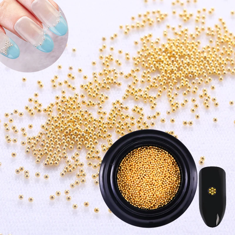 1 box DIY 3D Nail Art Steel Beads Caviar for Nail Decorations Gold ...