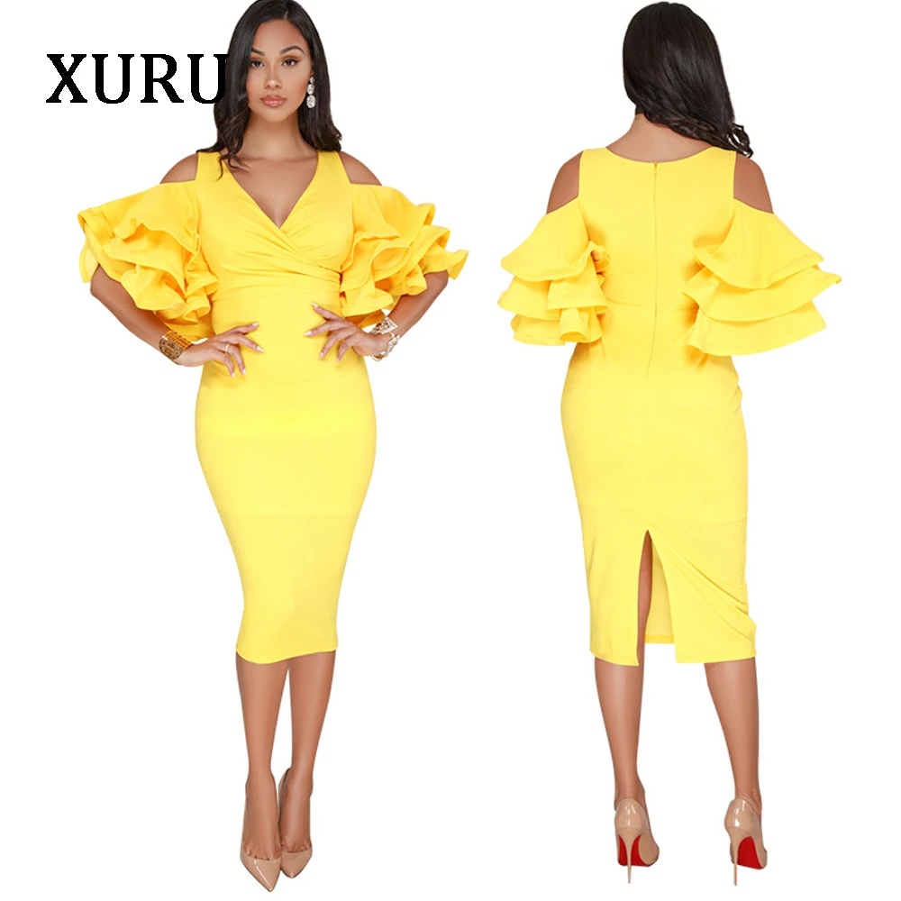 XURU белое, черное, розовое, желтое платье с открытыми плечами ...