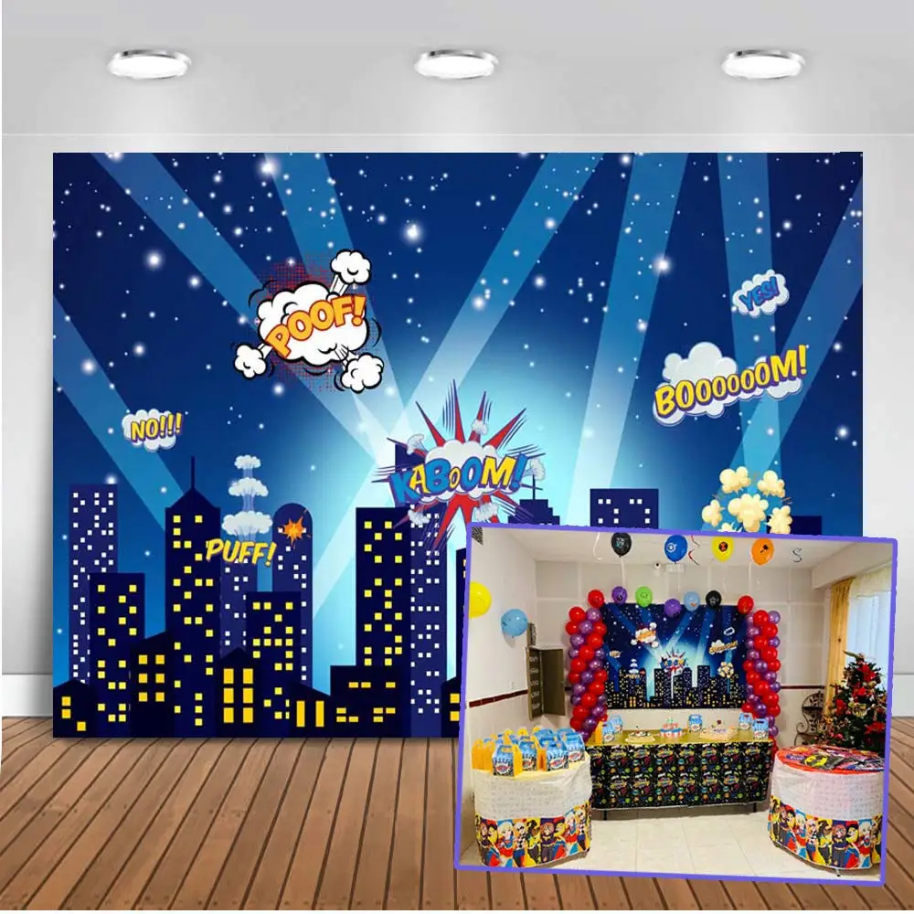 Superhero Birthday Party Backdrops Baby Comics Poster Child Portrait ...