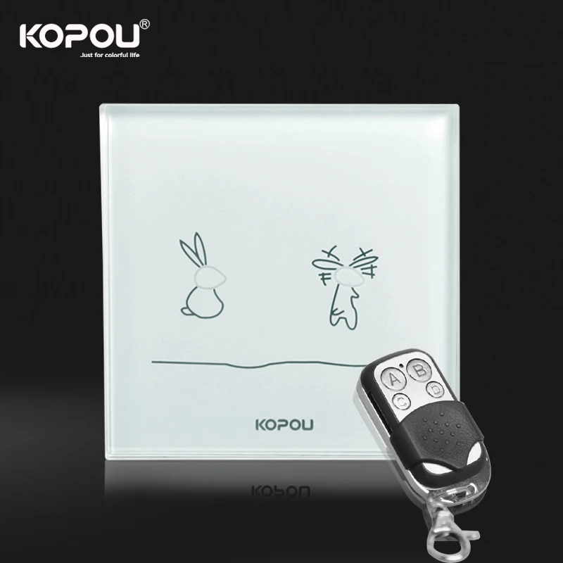 Remote Control Touch Switch/2 Gang 1 Way Switch/Rabbit Icon Touch ...