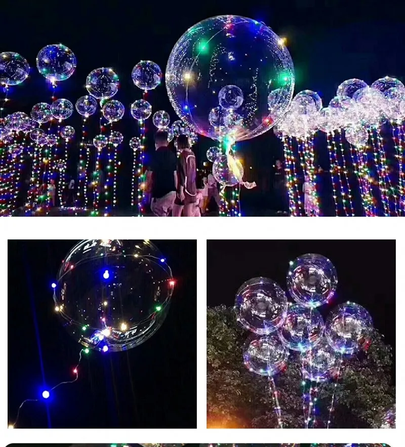 18 inch Clear Bubble Balloon With 3M Led Strip Copper Wire Luminous Led ...