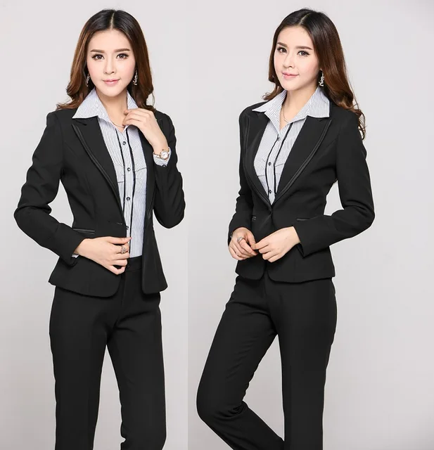 New 2015 Autumn Winter Formal PantSuits Women Suits with Pant and Top ...