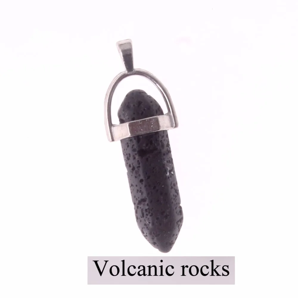 10pcs) Natura Hexagonal Bullet Lava Rocks Stone Pendants Essential Oil ...