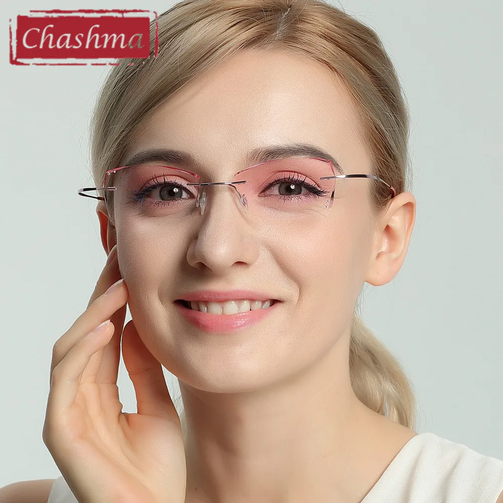 Chashma-B-Titanium-Modieuze-Lady-Bril-Diamant-Getrimd-Randloze ...