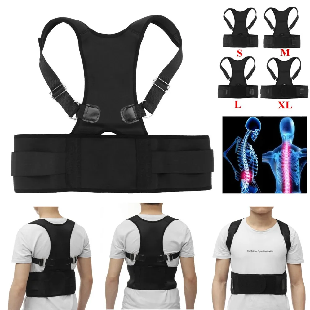 Back Pain Belt Posture Corrector Shoulder Bandage Lower Back Support ...