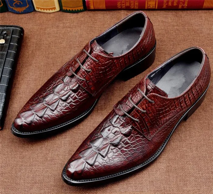 Fashion Oxfords leather shoes Pointed toe lace up leather men tassel ...