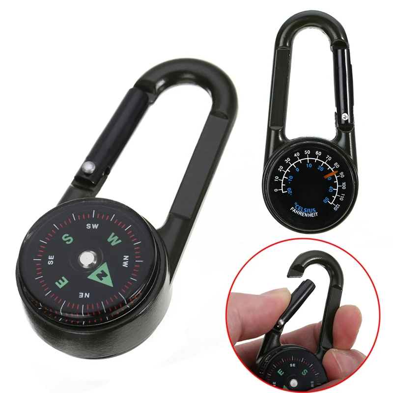 Carabiner With Compass And Thermometer - Rhino Camping