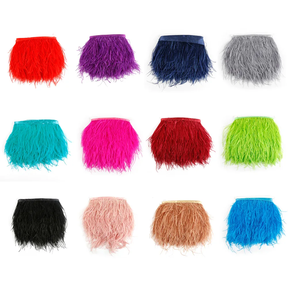 1Meter/lot Natural Ostrich Feather Ribbon 10 15cm Feather Trims For ...