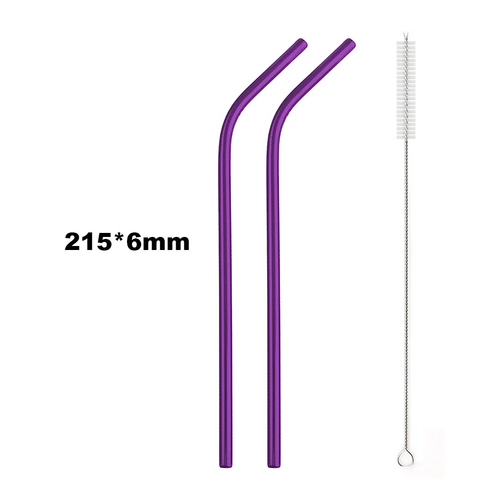 JANKNG 2 шт цветная фиолетовая металлическая соломинка 304 нержавеющая ...