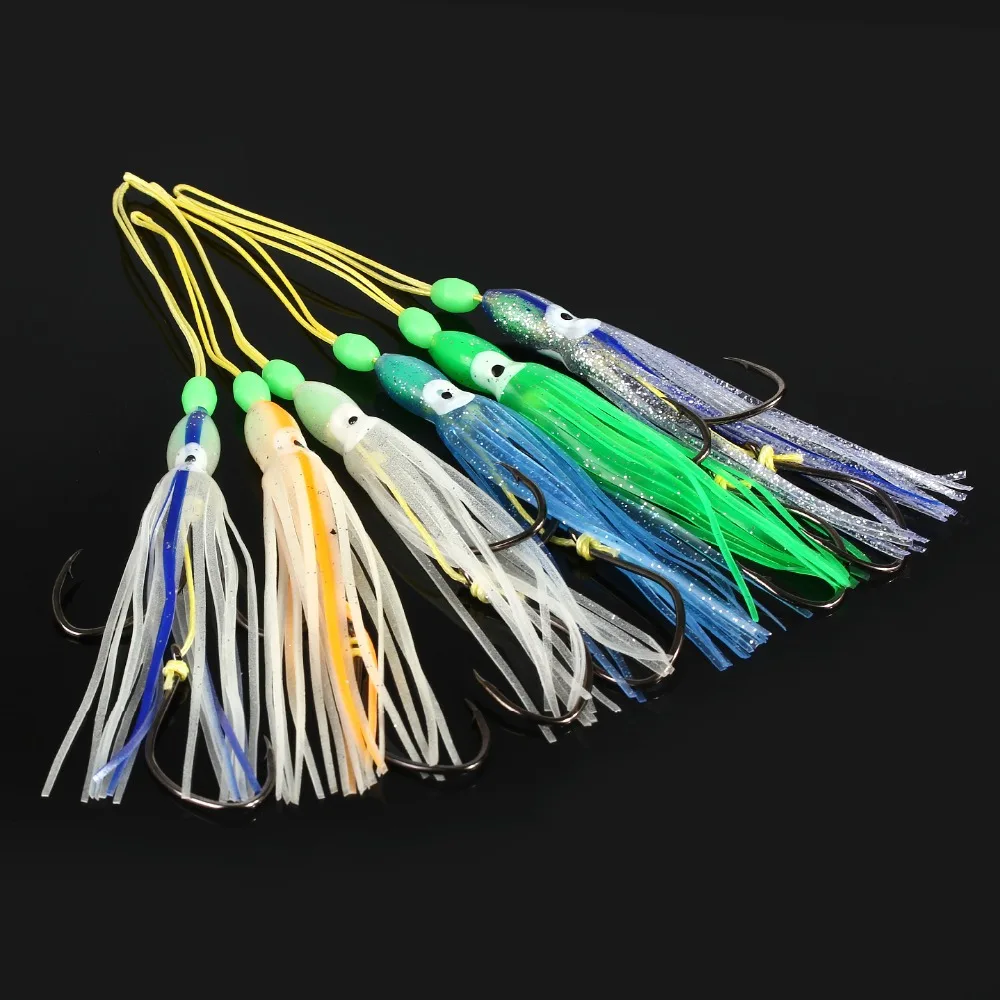 New 2015 5pcs/lot Soft Squid Jigs Boat Trolling Fishing Lure Spinner ...