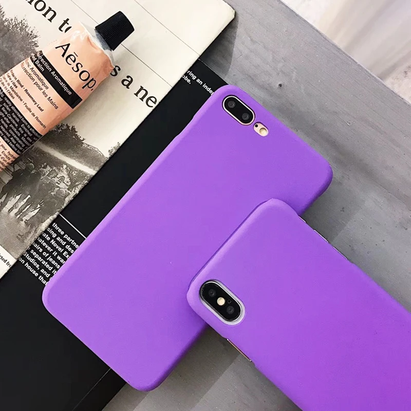 Frosted Hard Case for iPhone X Ten Purple Color Simple Cover for iPhone ...
