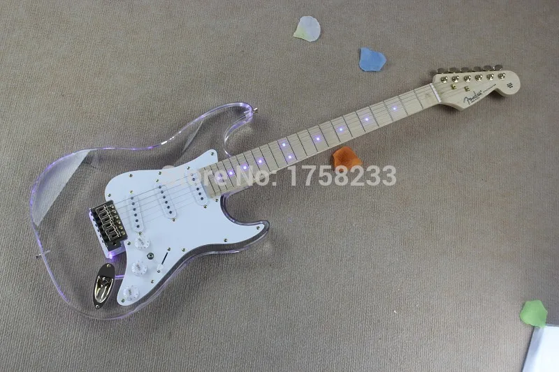 2019 Free Shipping Transparent Stratocaster Led Crystal Acrylic Glass ...