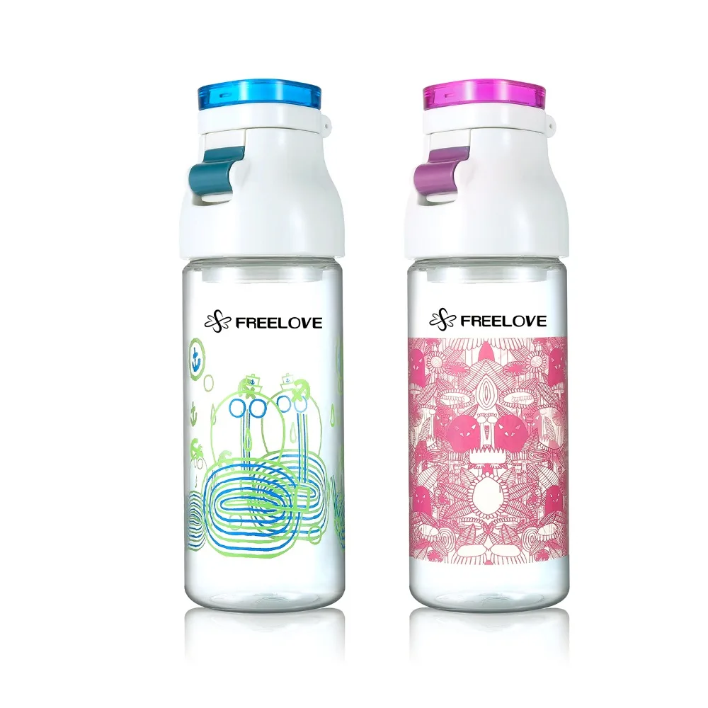 One Touch Open Plastic Water Bottles With Tea Strainers Portable Sport ...