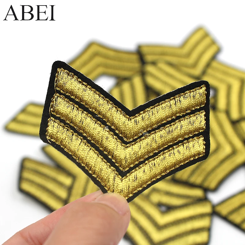 10pcs/lot Embroidered Gold Motif Badge Appliques Iron On Coats Jeans ...