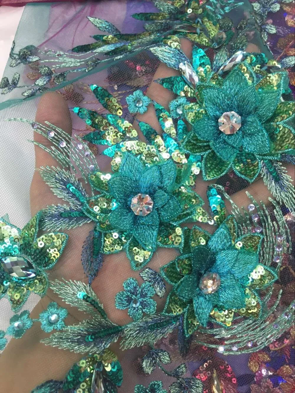 Роскошная дизайнерская французская кружевная ткань с бисером африканская 3d Цветочная блестка