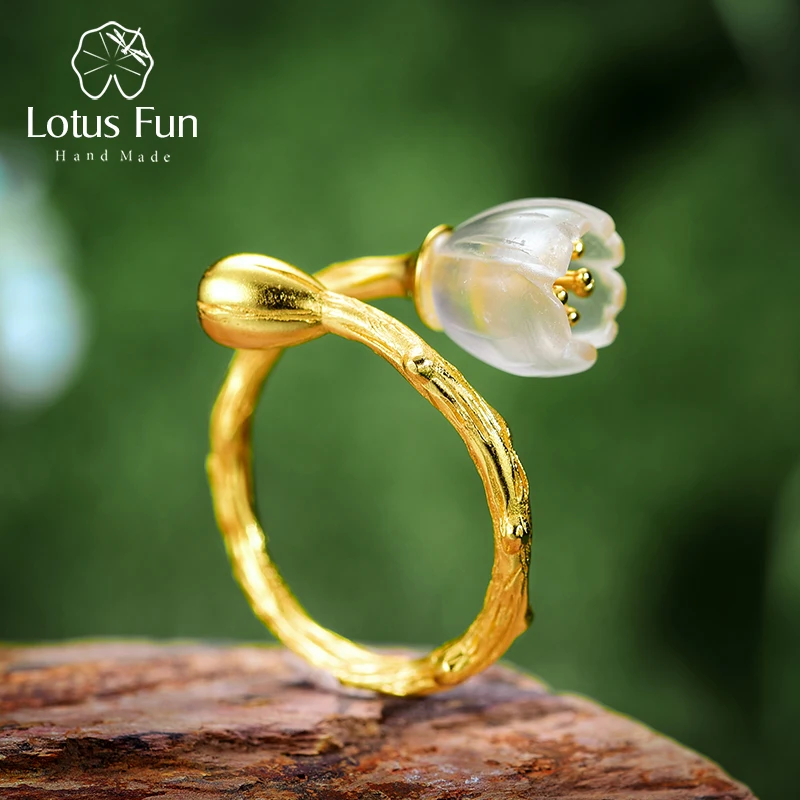 Lotus Fun Real 925 Sterling Silver Natural Crystal Handmade Designer ...