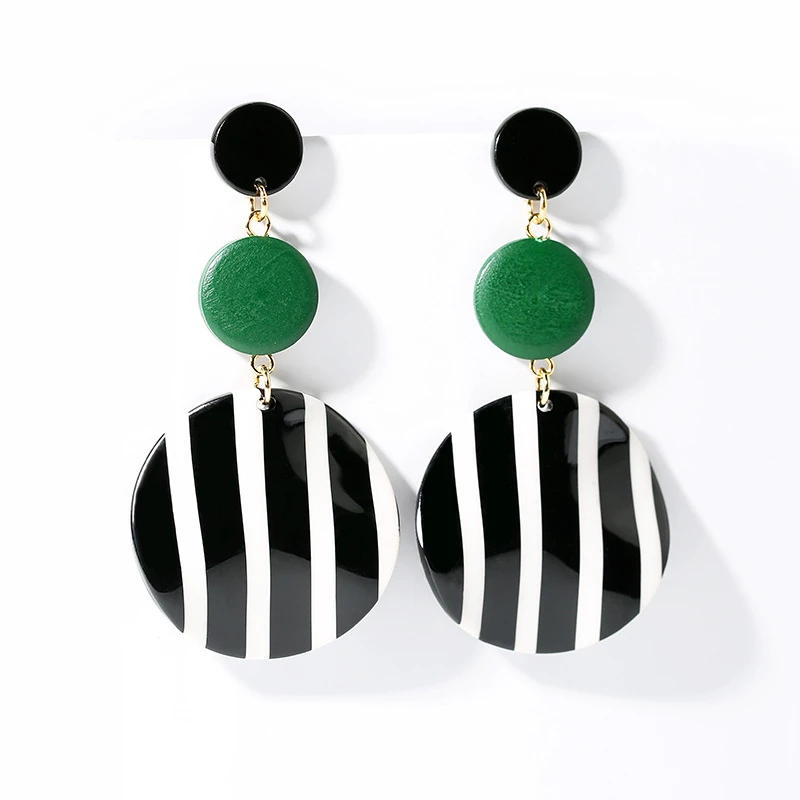 2018 Baru Fashion Klasik Hitam Putih Anting Anting Bulat Sederhana ...