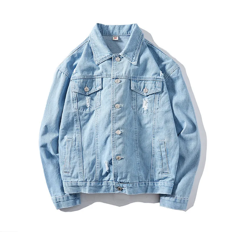 MORUANCLE Fashion Mens Ripped Denim Jacket With Holes Slim Fit ...