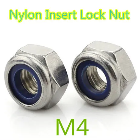 50PCS Stainless Steel m4 Hex Head Nylon self locking nut Insert Lock ...