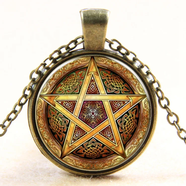 Art-Handmade-Esoteric-Pentagram-Necklace-Pentacle-Pendant-Wiccan-Pagan ...