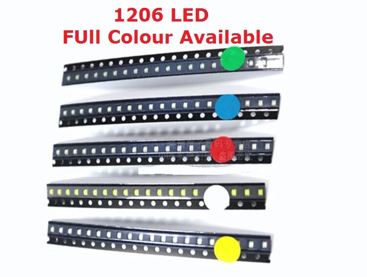 100pcs 1206 SMD White Red Blue Green Yellow Super Bright 1206 SMD LED ...