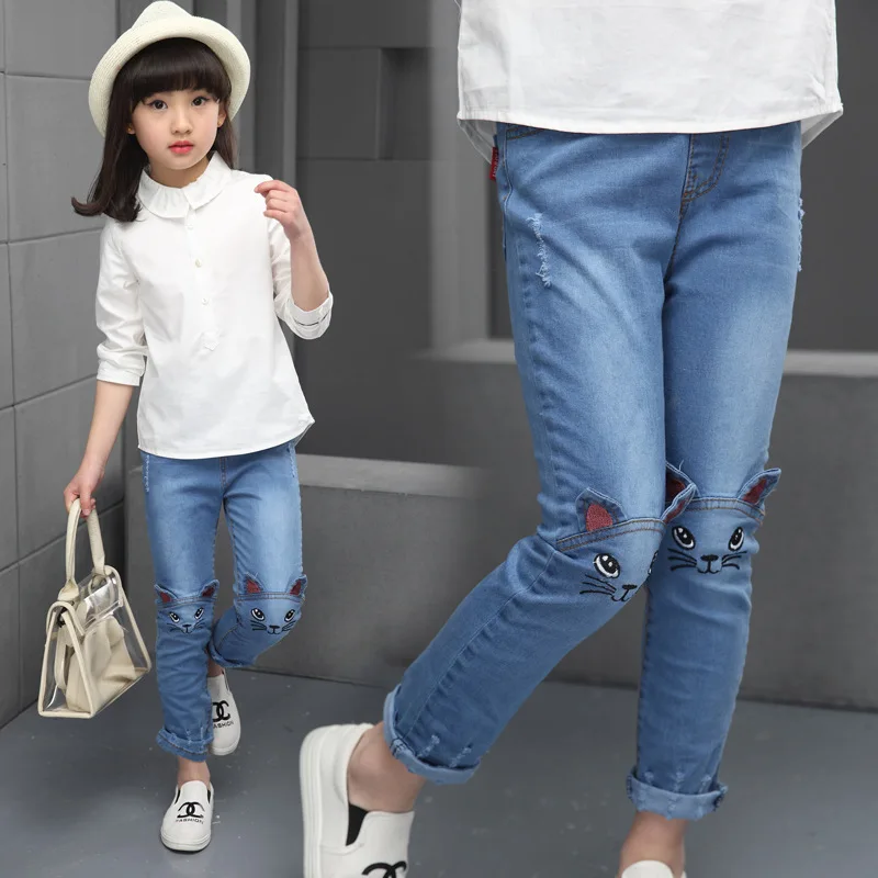 Girls 2017 Spring New Skinny Jeans Infantil Kids Fashion Print Cartoon ...