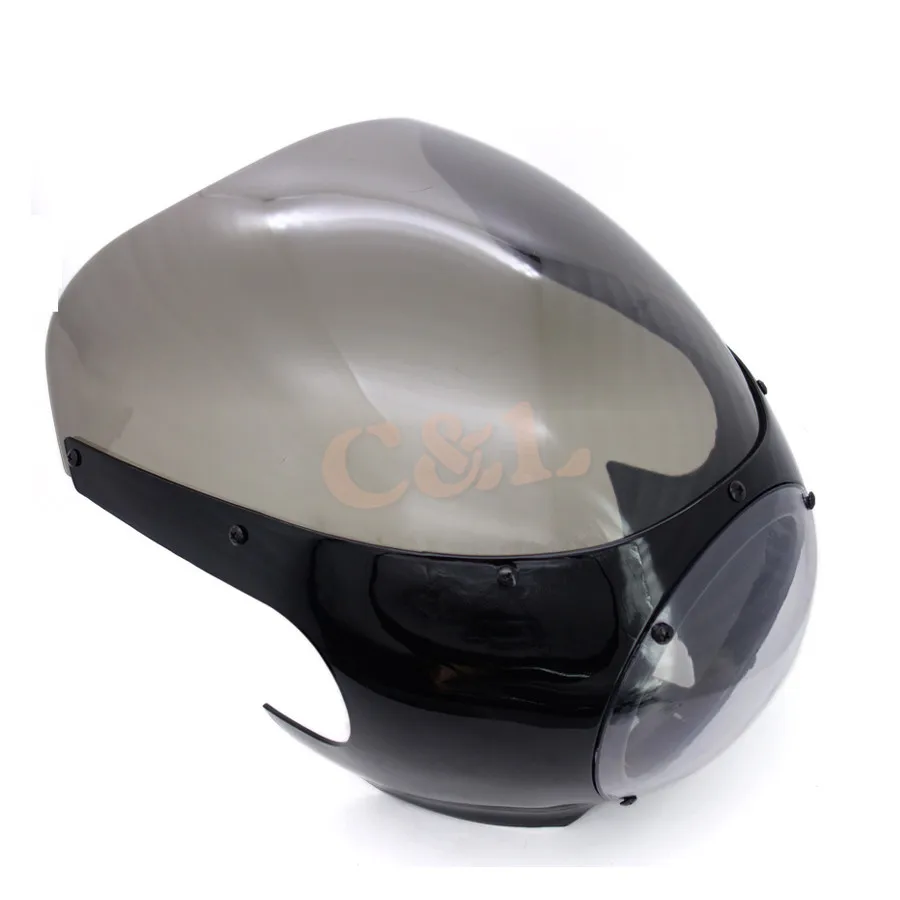 New Black Motorcycle Headlight Fairing Windshield Vintage Drag Racing ...