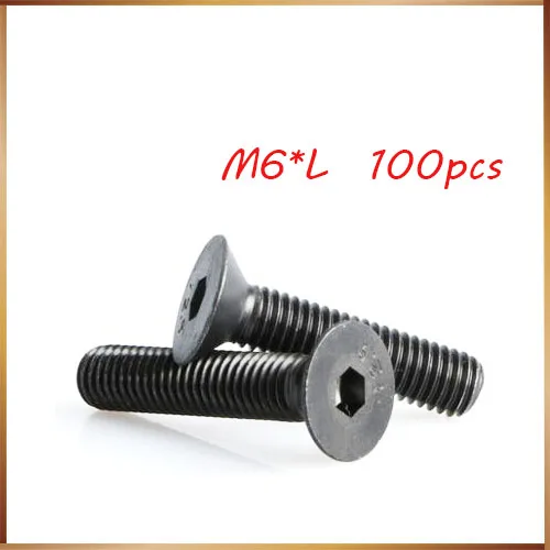 100PCS M6 series 10.9 round M6*8/10/12 70 mm Steel Flat Countersunk ...
