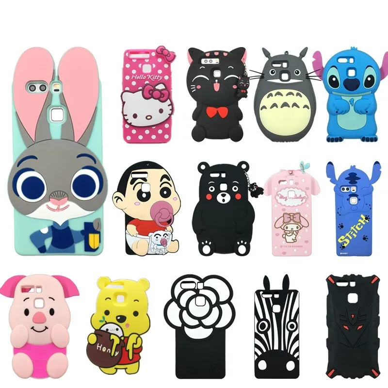 3D Cute Cartoon Soft Silicone Mobile Phone Case Cover For Huawei P9 ...