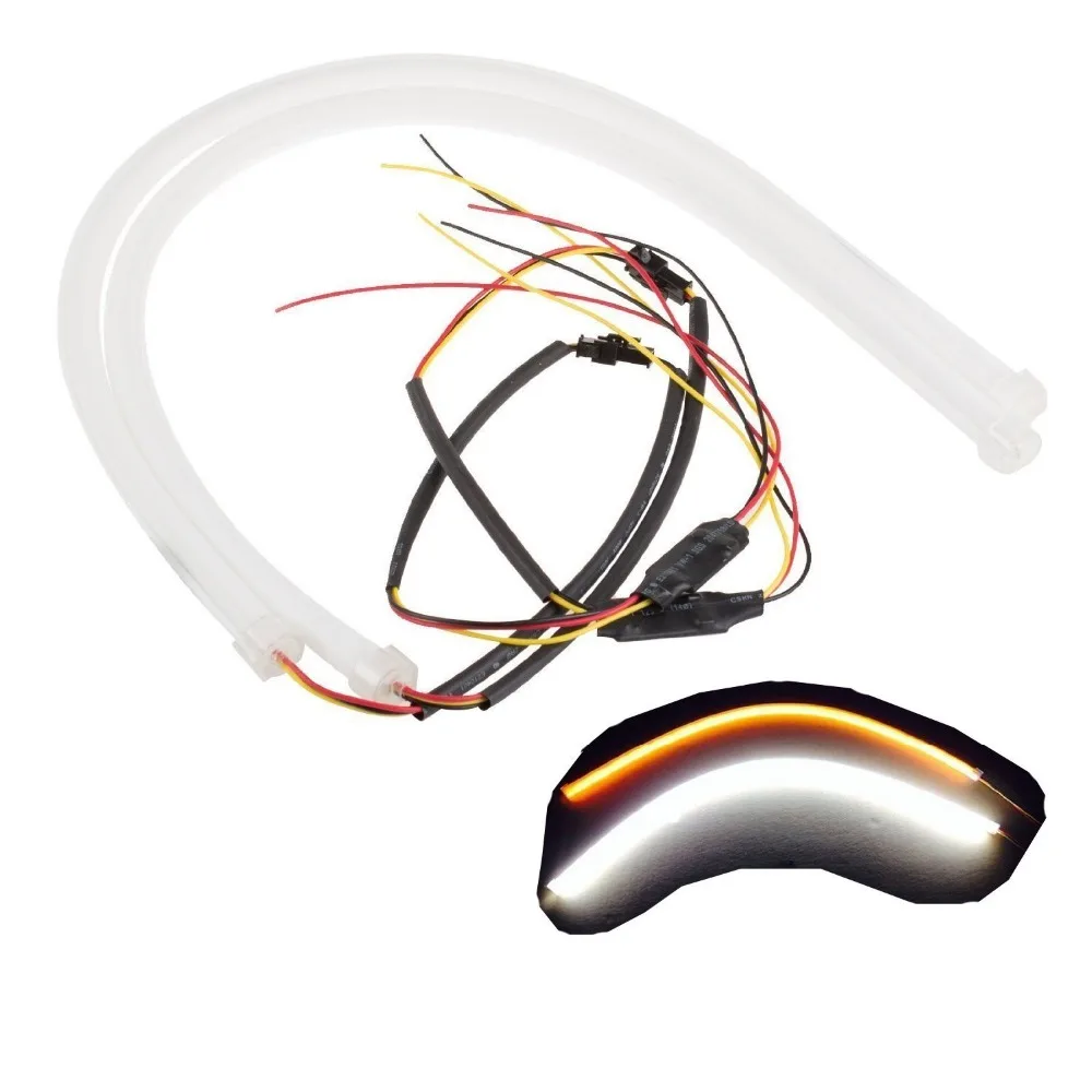 1pairs 45cm Dual Color Switchback Headlight Soft Tube Led Strip Drl ...
