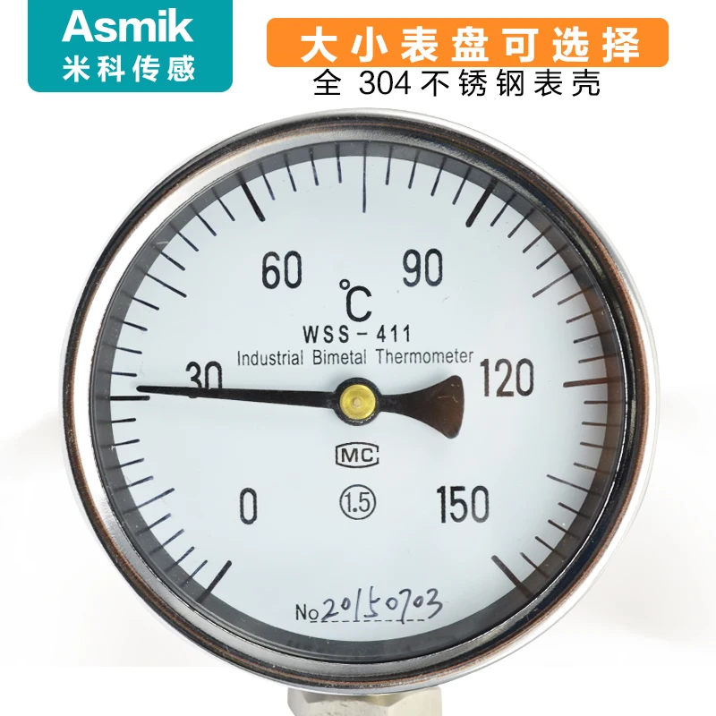 Wss-411-radial-bimetallic-thermometer-boiler-pipe-steam-water-oil-high ...