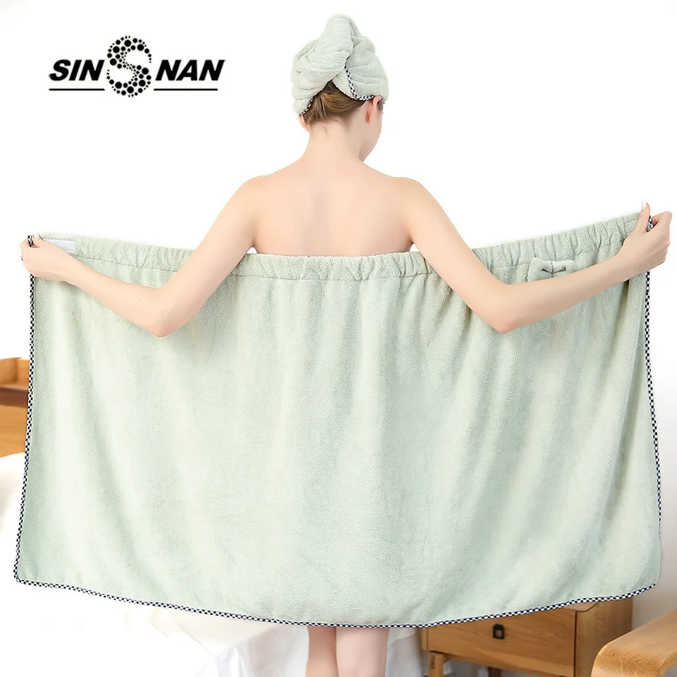 Sinsnan Microfiber Soft Thick Sexy Bath Wrap Towel Bathrobe For Women
