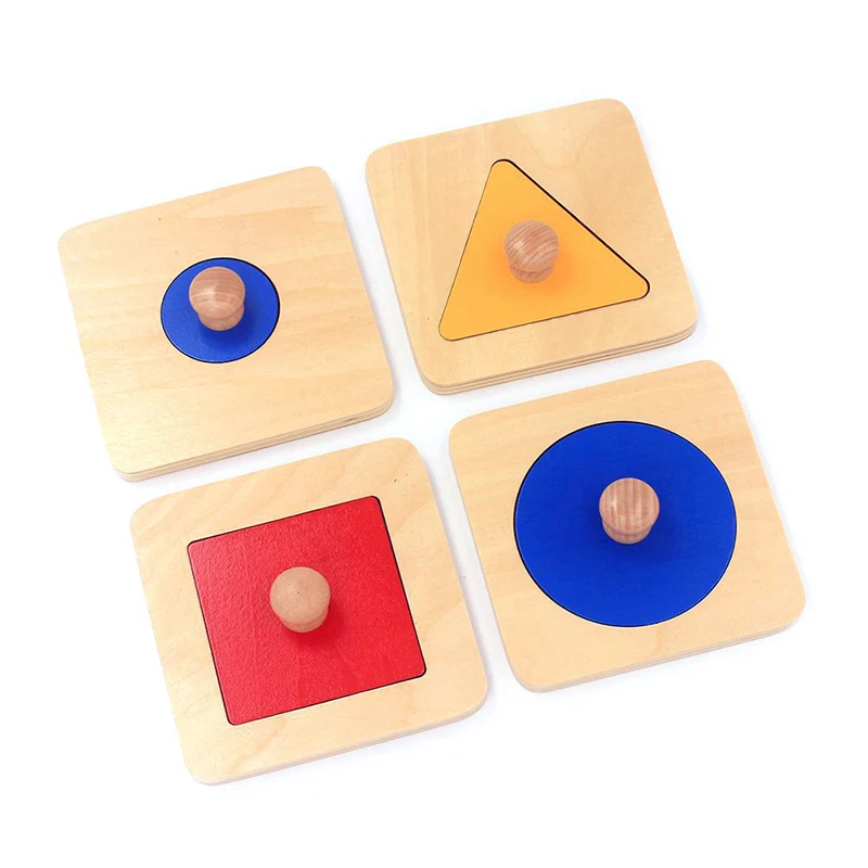 Montessori-Infant-Wooden-4Pcs-Shape-Matching-Puzzles-Learning ...