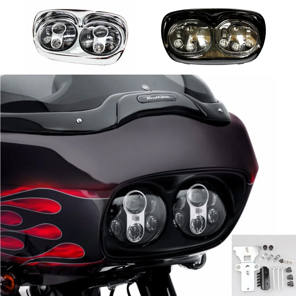 Dual Black /chrome 6000k Led Moto Projector Headlight Bulb Assembly For ...