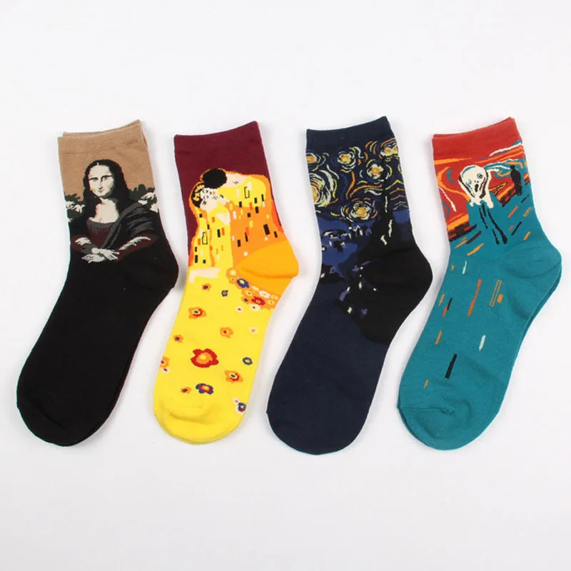 2015 Brand Famous Oil Painting Socks For Women Novelty Mona Lisa Art ...