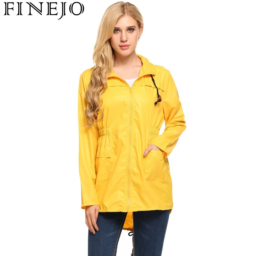 Mulheres Casaco de Chuva Dot Fishtail FINEJO Outono Manga Longa Jaqueta ...