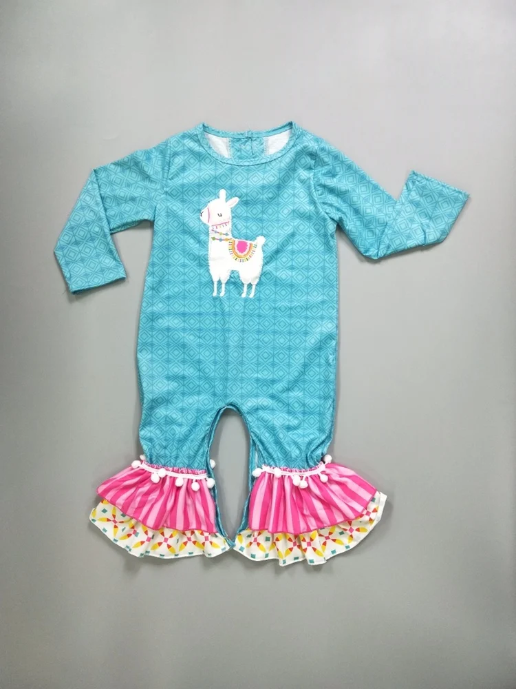 Одежда для маленьких девочек комбинезон для новорожденных ламы Вышивка Узор Infantil детская ...
