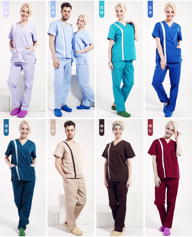 New Arrival Fashion Medical Scrub Sets V Neck Hospital Doctors Nurses