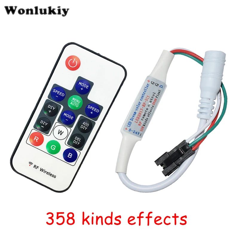 WS2811 WS2812B LED Strip Mini Controller DC 5V 24V 14 Key RF Wireless ...