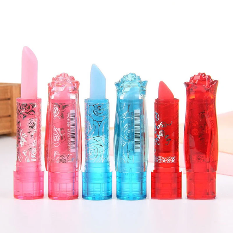 Creative Lipstick Erasers Plastic Rose Pencil Rubber Eraser for Kids ...
