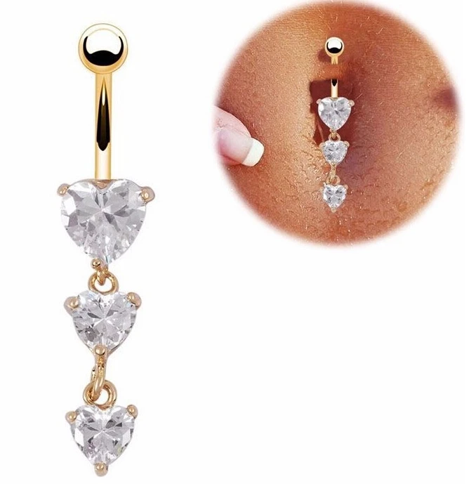 Buy 2015 Gold Body Zircon 3 Heart Love Crystal Tassel
