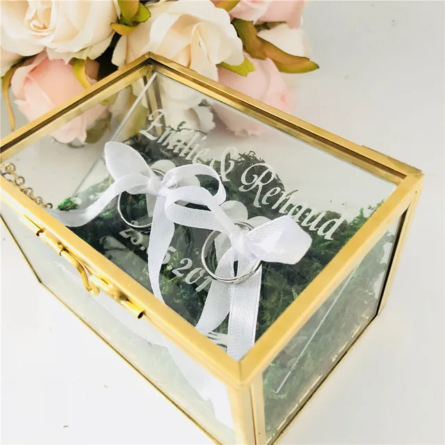 Personalized Glass Box with Acrylic Name Tag Geometric Copper Custom ...