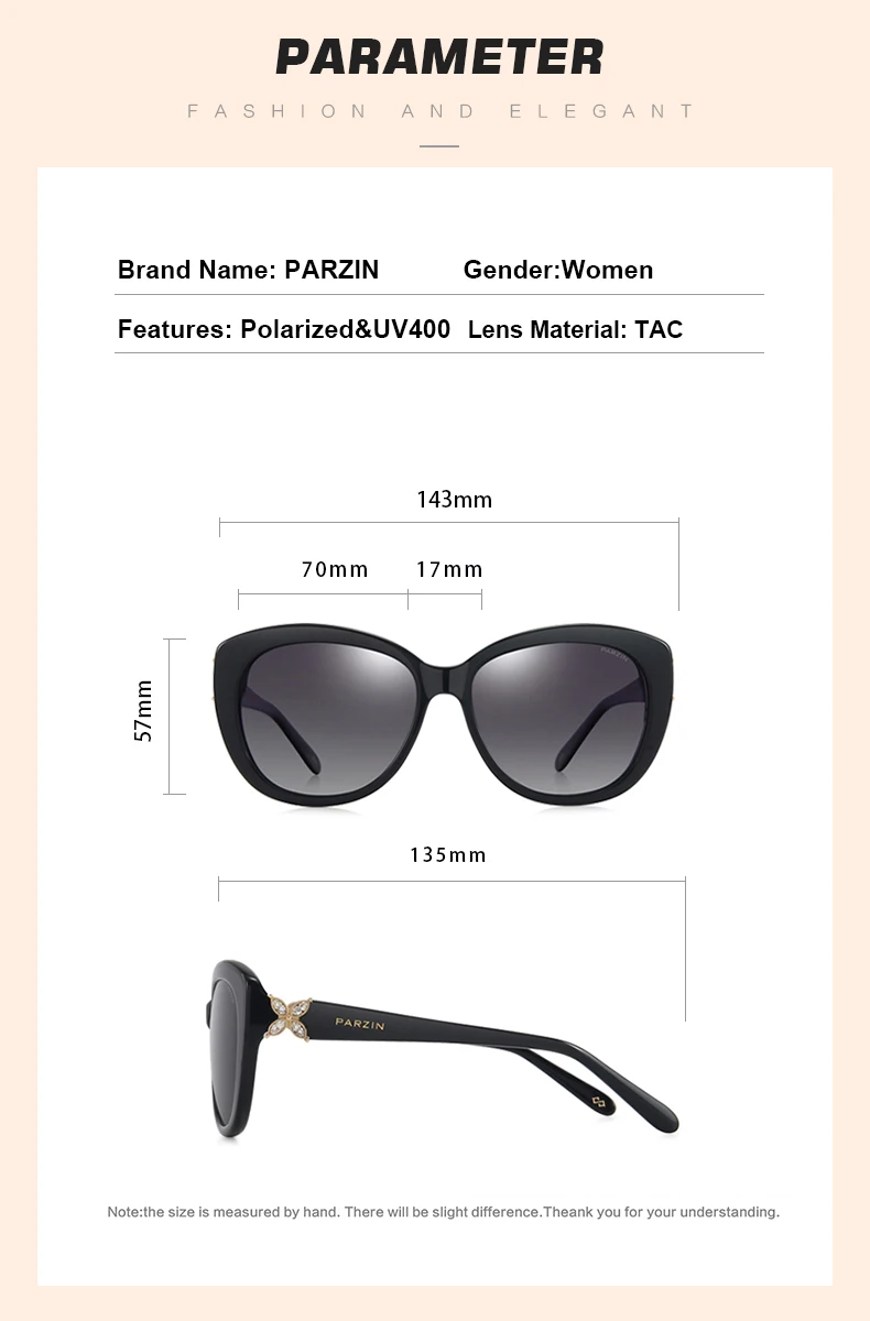 PARZIN Новое поступление Роскошные солнцезащитные очки для женщин для ...